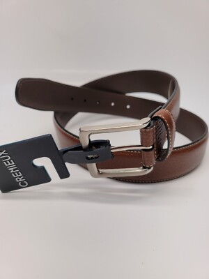 Cremieux Pebble Contrast Stitch Brown Leather Belt | eBay