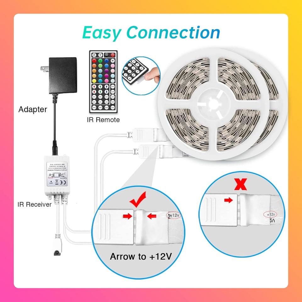 100 Ft LED Strip Lights for Bedroom,Room,Tv with 44 Key Remote, Multi ...