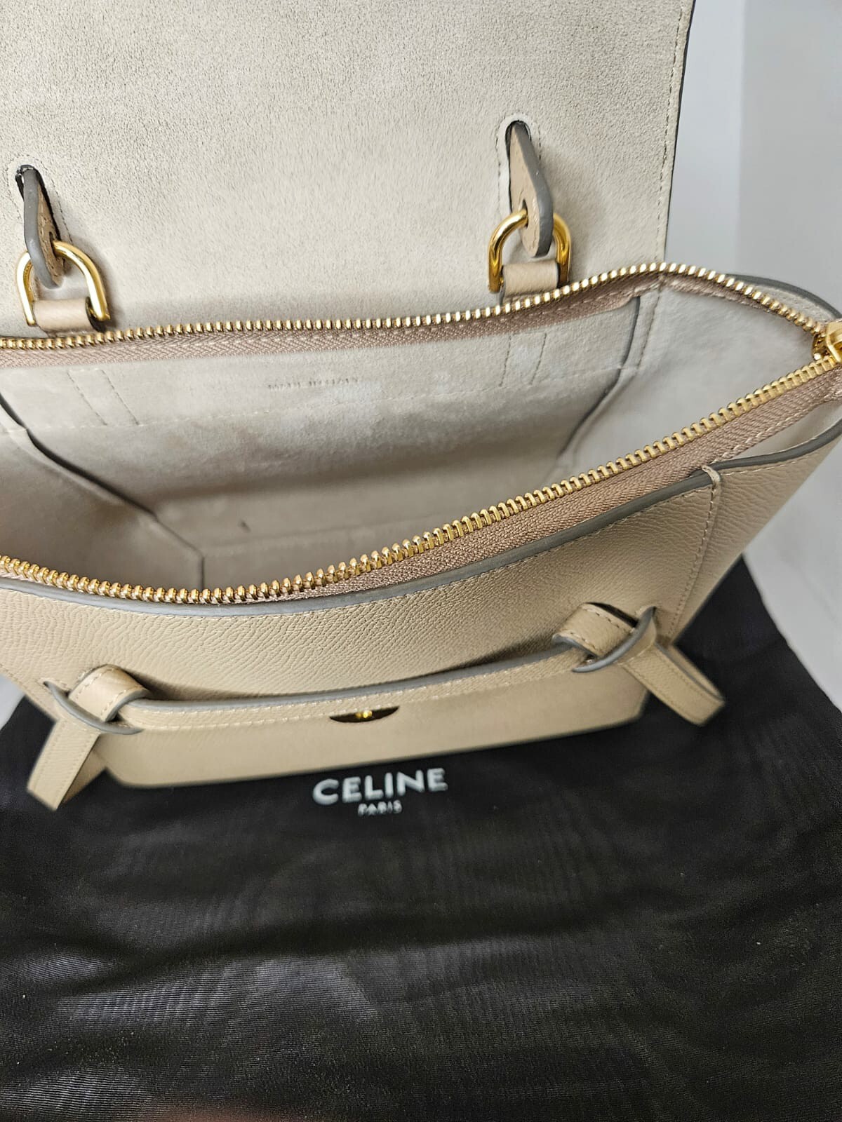 CELINE Belt Bag Shoulder Bag Nano Light Taupe Leather for sale online ...