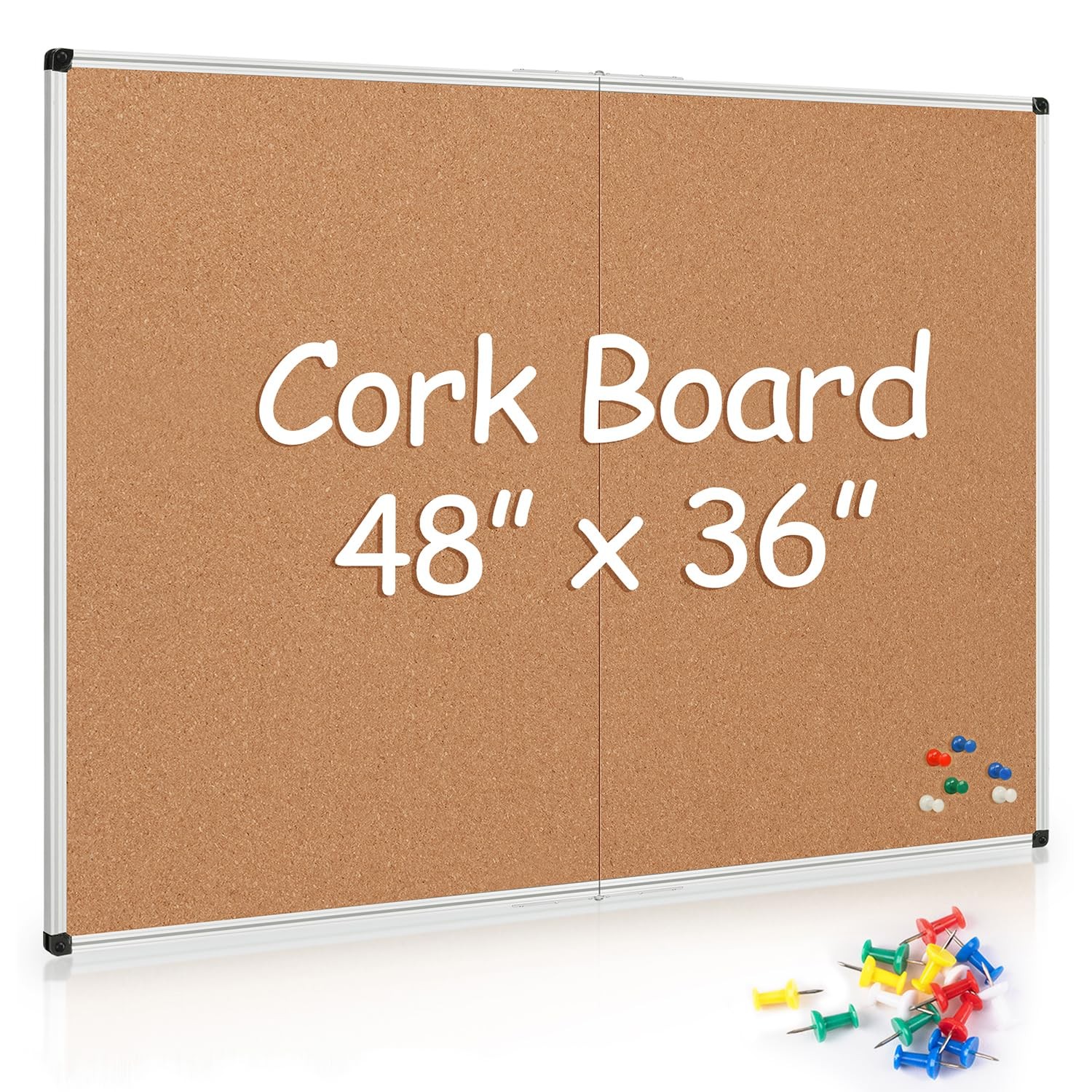 Cork Board Bulletin Board 36 x 48, Silver Aluminium Framed 4x3 ...