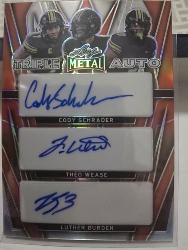 Luther Burden Cody Schrader Theo Wease 2024 Leaf Metal Triple Auto /4 🔥 ...