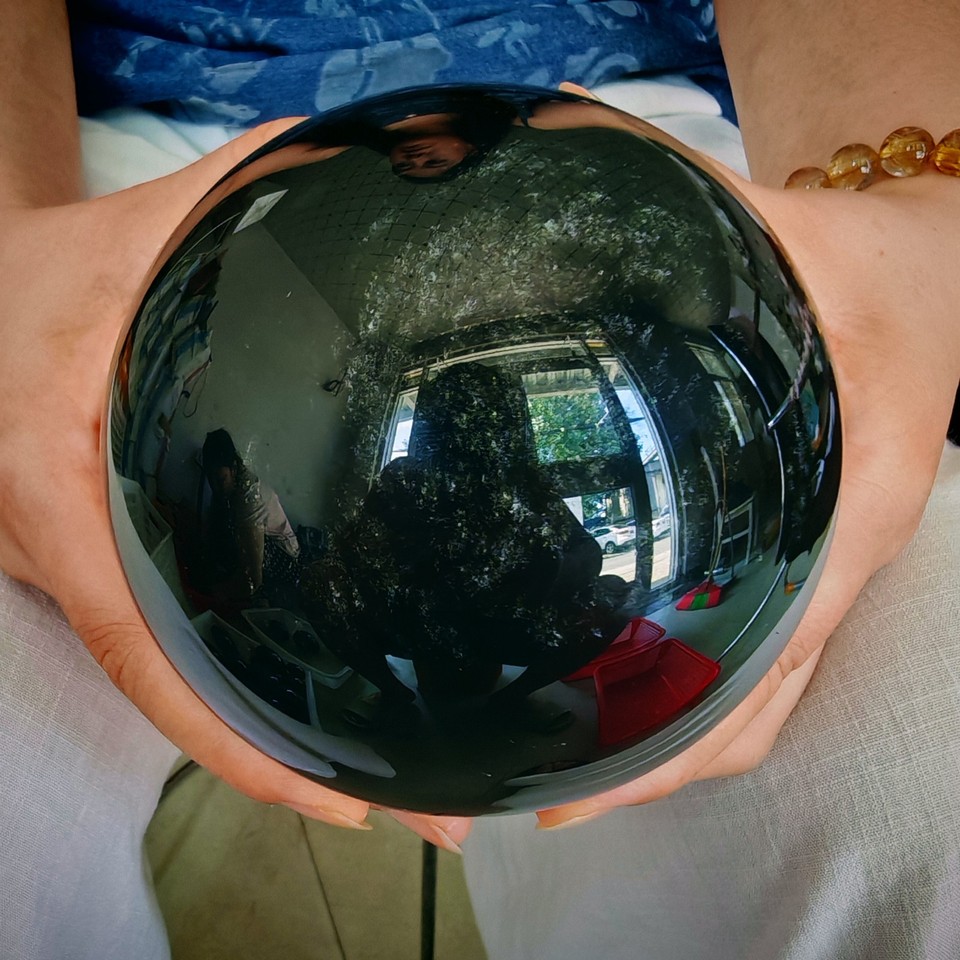 3.74LBNatural Bllanack Obsidian Sphere Quartz Crystal Magic Ball ...