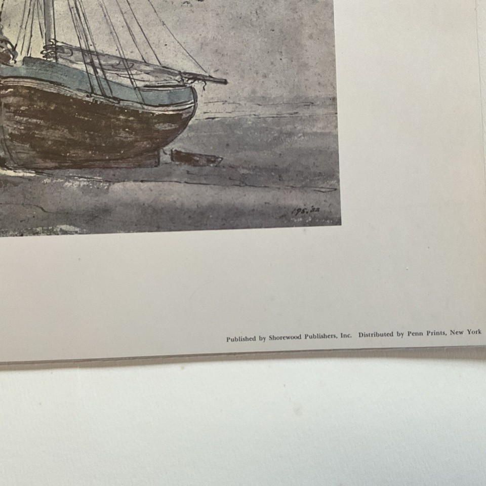 John Constable Vintage Print "Coast Scene with Ships" 14"x18" 1960's ...