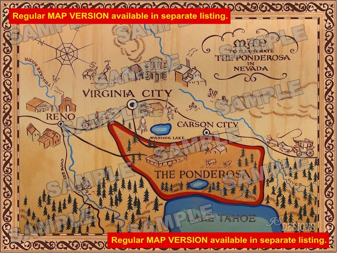 BONANZA BURNING MAP cast PONDEROSA FAN MADE print best CLEAR SHARP, ( 3 ...