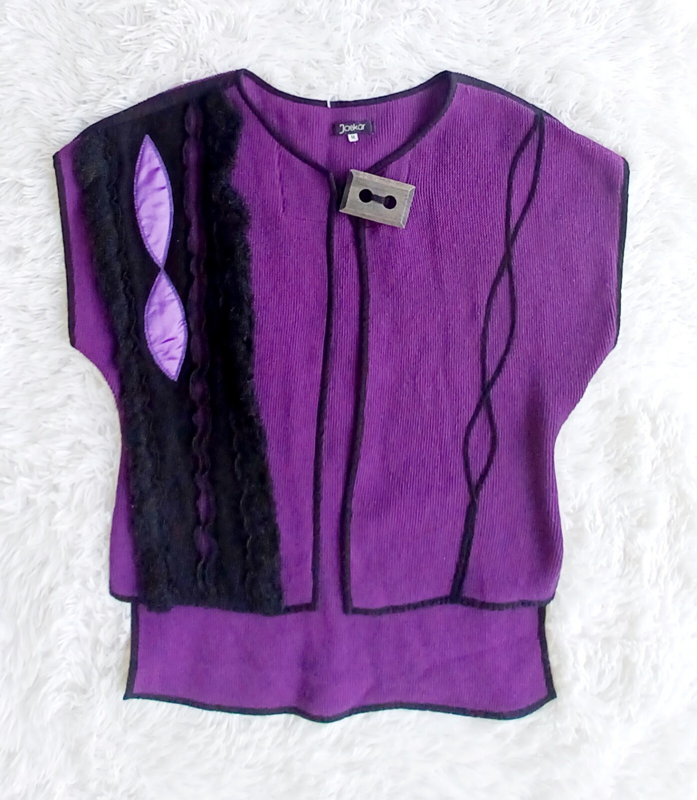 Jaskar Purple Cap Sleeve Cardigan Vest Wood Button Top Size Medium ...