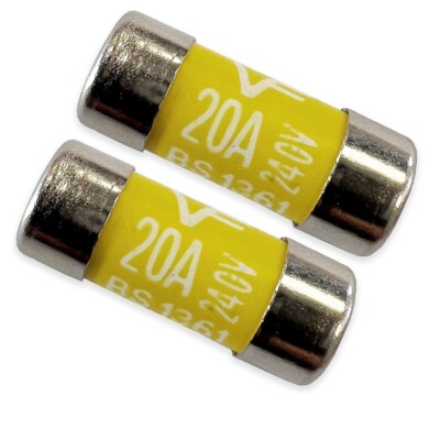 2 x 20 amp Consumer unit fuses - cartridge fuse - 20A BS1361 FREE p&p ...