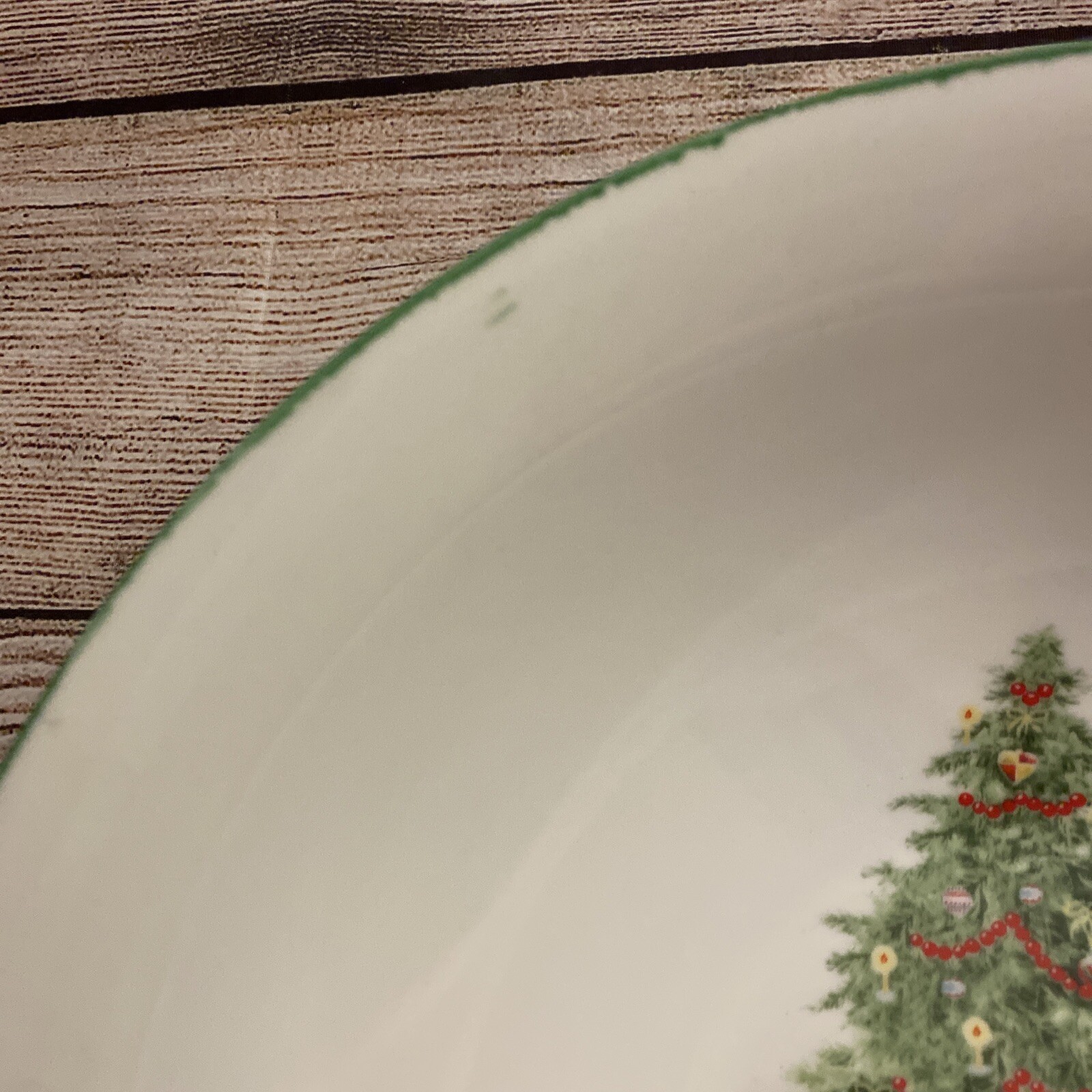 Trisa Stoneware Christmas Tree Large Serving Bowl Green Rim 10” | eBay
