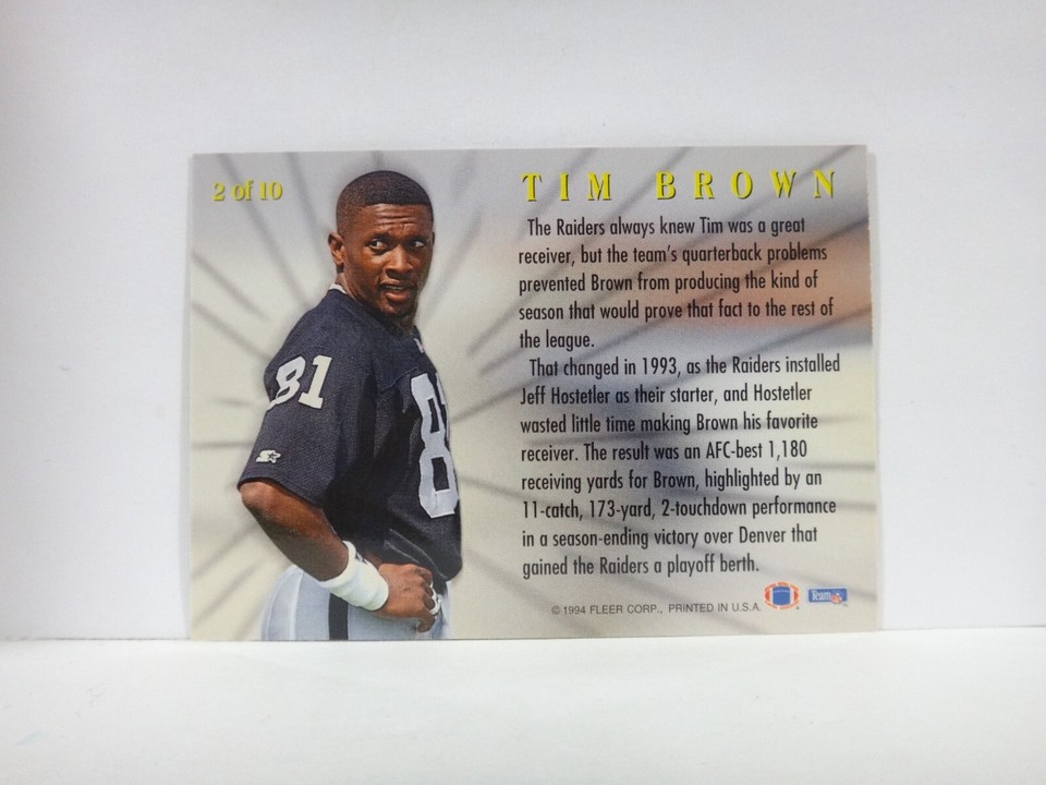 1994 Fleer League Leaders Tim Brown Card #2 Oakland Raiders Football | eBay
