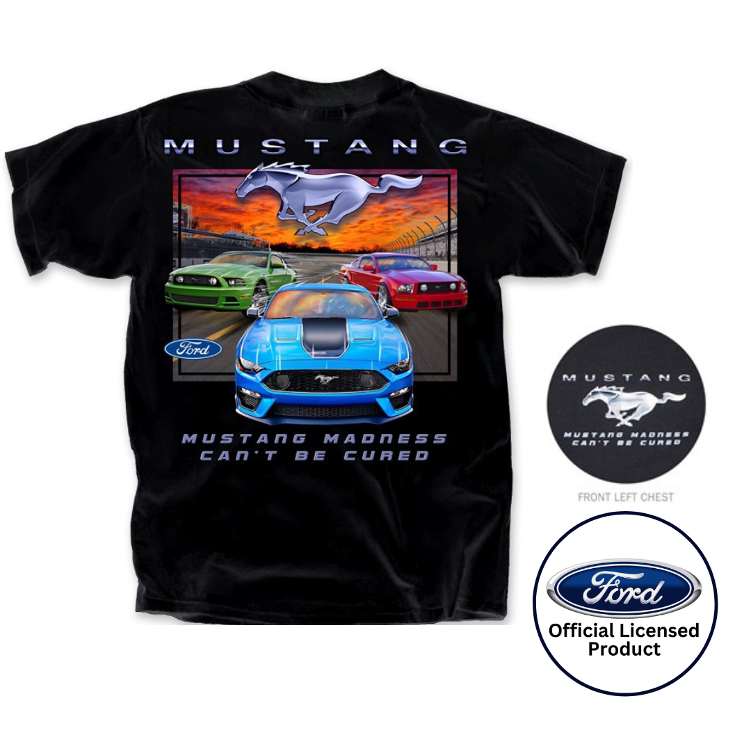 Ford Mustang Madness Can't Be Cured Graphic Cotton Shirt Black Official ...