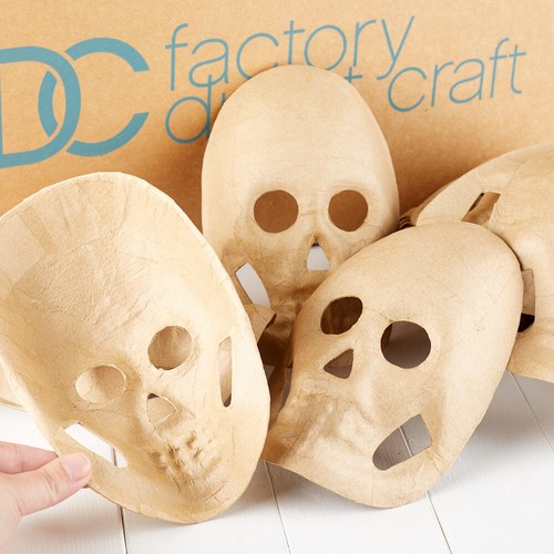 Bulk Case of 48 Paper Mache 7-3/4" Skeleton Halloween Masks | eBay