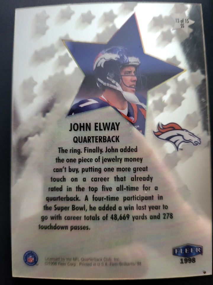 1998 Fleer Brilliants John Elway SHINING STAR Card #13 OF 15 SS | eBay