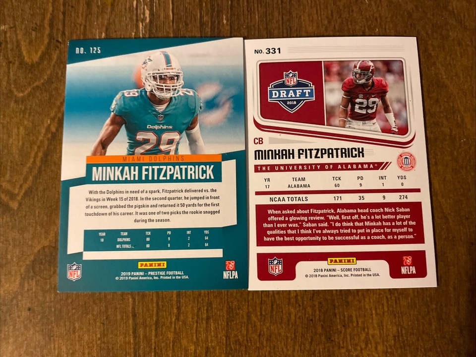 (2) Minkah Fitzpatrick 2019 Prestige Xtra Points /249 Red 2018 Score ...