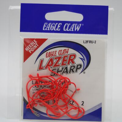 Eagle Claw Lazer Sharp L2FRU Octopus Flourescent Red Fish Hooks Choose ...