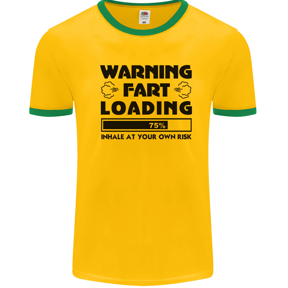Warning Fart Loading Funny Farting Rude Mens Ringer T-Shirt | eBay ...