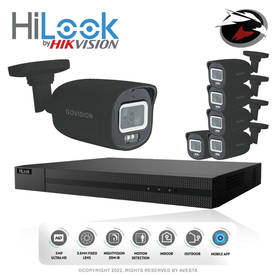 HIKVISION HILOOK DVR 5MP 24/7 HOURS COLORFUL CAMERAS NIGHTVISION CCTV ...
