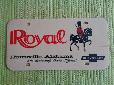 Vintage Royal Chevrolet DEALER License Plate Huntsville Alabama AL ...