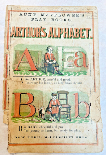 1875 Rare Children's book "ARTHUR'S ALPHABET" ANTIQUE -signed, dated ...