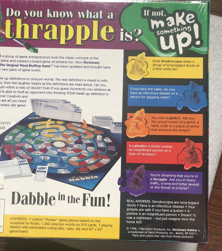 Vtg. NEW Board Game Dictionary Dabble The Original Word Bluffing 1998 ...