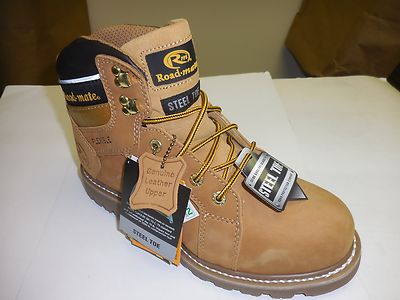 Roadmate Men's 6' Honey Nubuck Shock Absorbing Flex Steel Toe Work ...