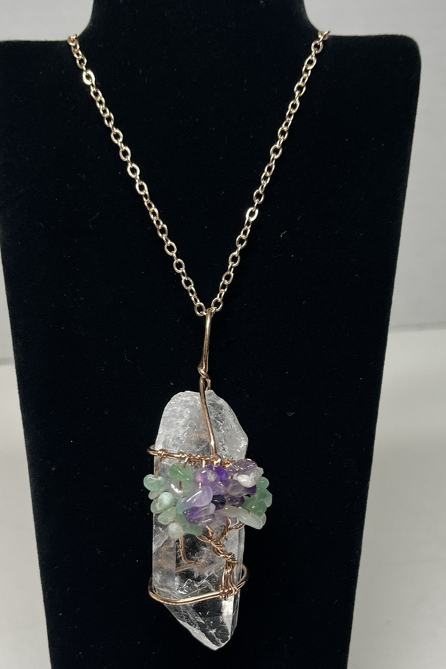 Crystal Quartz Copper Wire Wrapped Tree of Life Necklace Chakra Healing ...