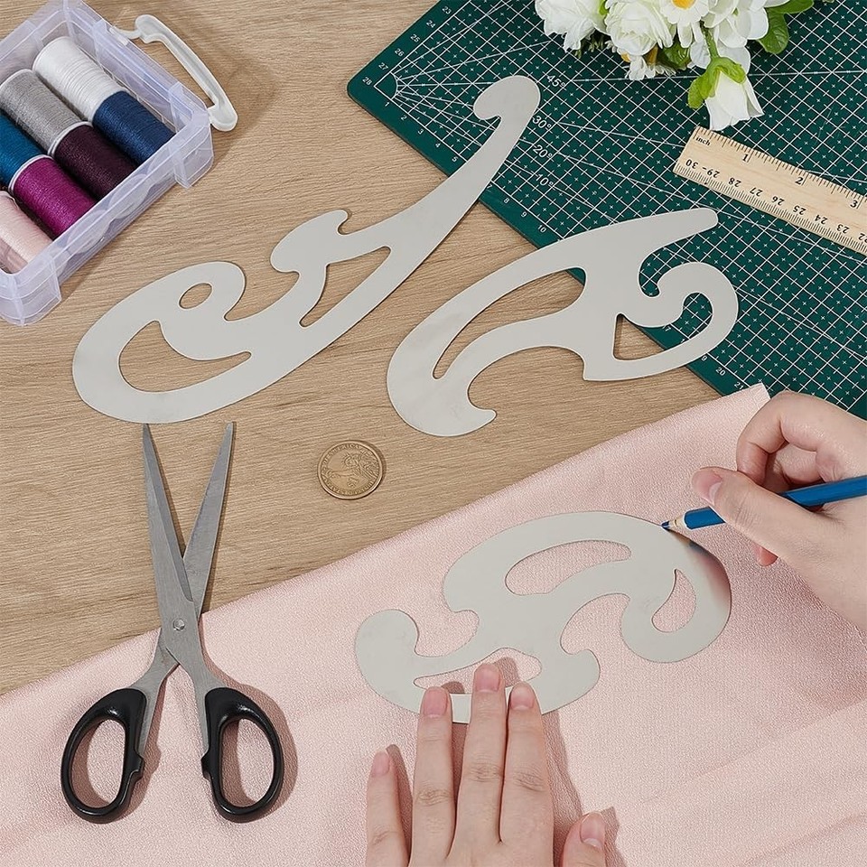 BENECREAT 3 Pcs Stainless Steel French Curve Ruler, Metal Pattern Ruler ...