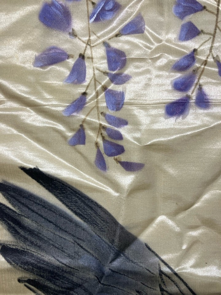 Large Silk Painting Asia Art Early 20th Century Wading Bird Vietnam ...