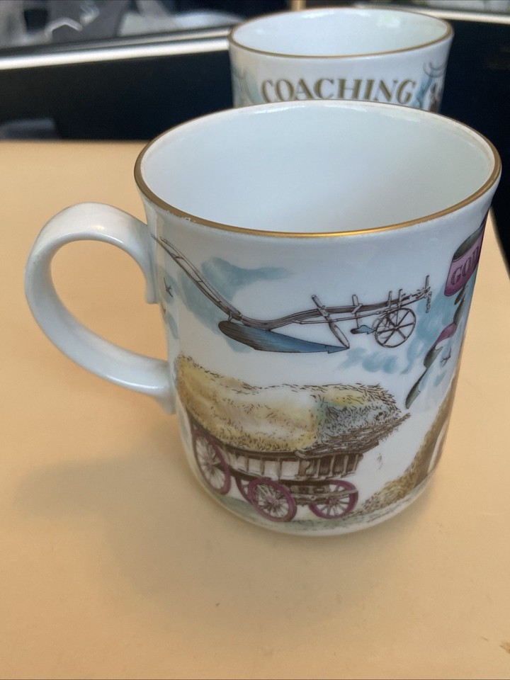 Lovely Pair Of Royal Worcester Mugs, Coaching Days & God Speed The ...