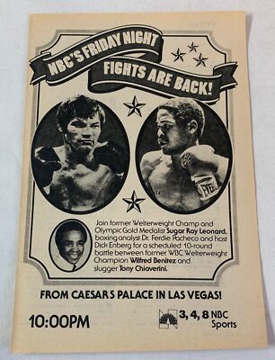1980 NBC boxing tv ad ~ WILFRED BENITEZ vs TONY CHIAVERINI ~ Sugar Ray ...