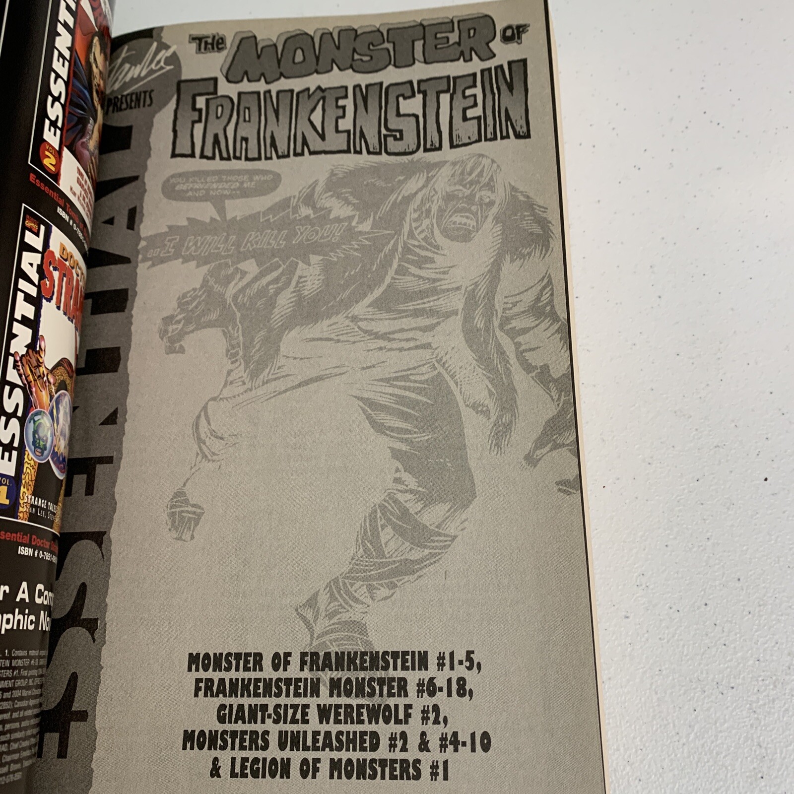 Monster of Frankenstein Vol 1: Marvel Essentials- Rare - Awesome B/W ...