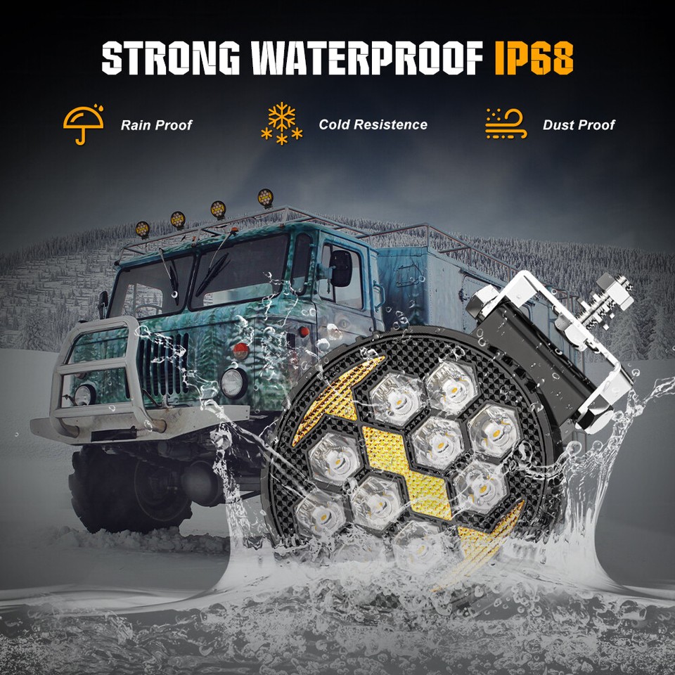 2X 4inch LED Work Light Pods Strobe amber DRL Driving Fog Lamp Truck ...