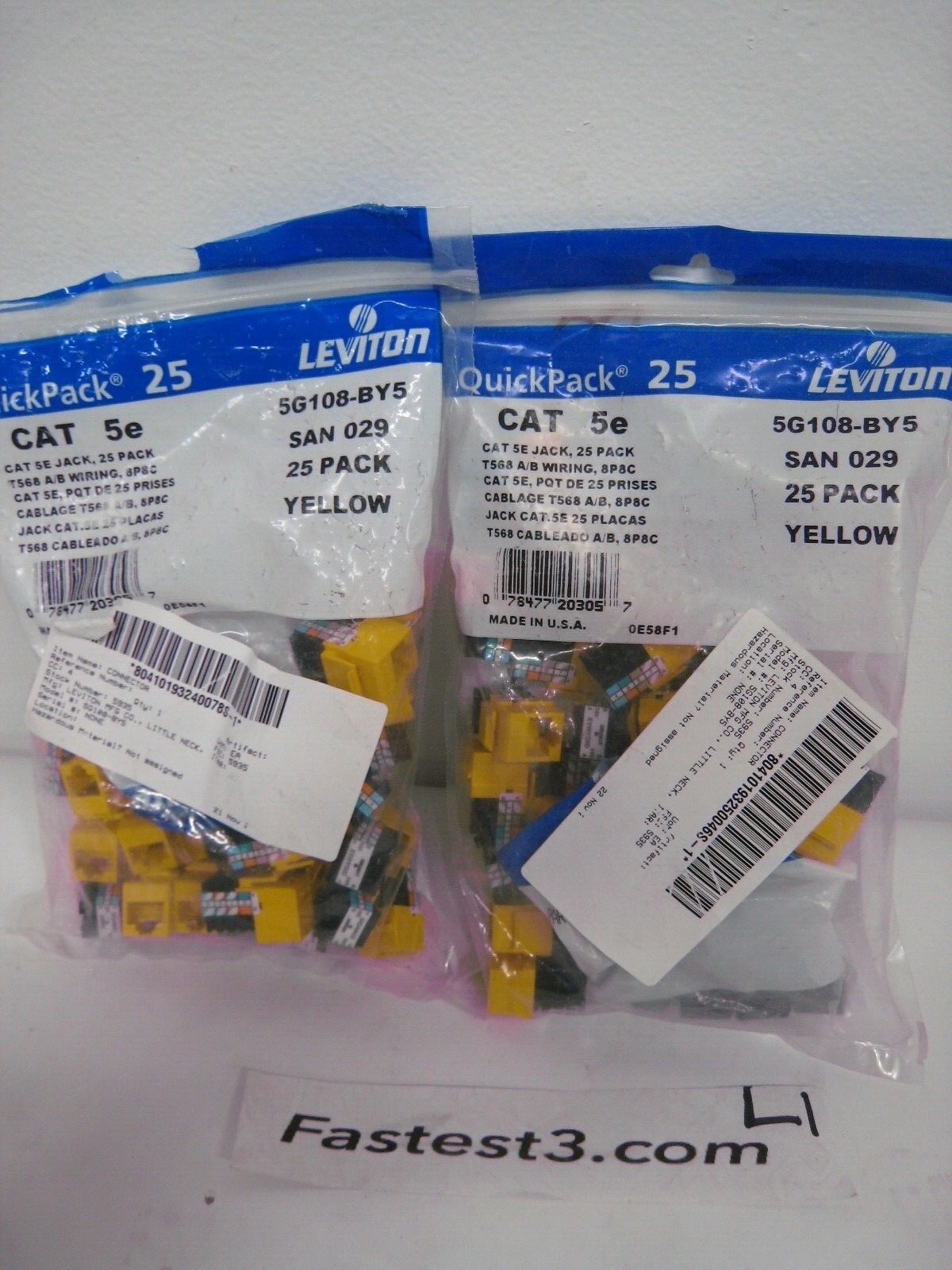 LEVITON 5G108-BY5 CAT 5E SNP-IN JACK SAN 029 T568 2 BAGS OF 25 =50 | eBay