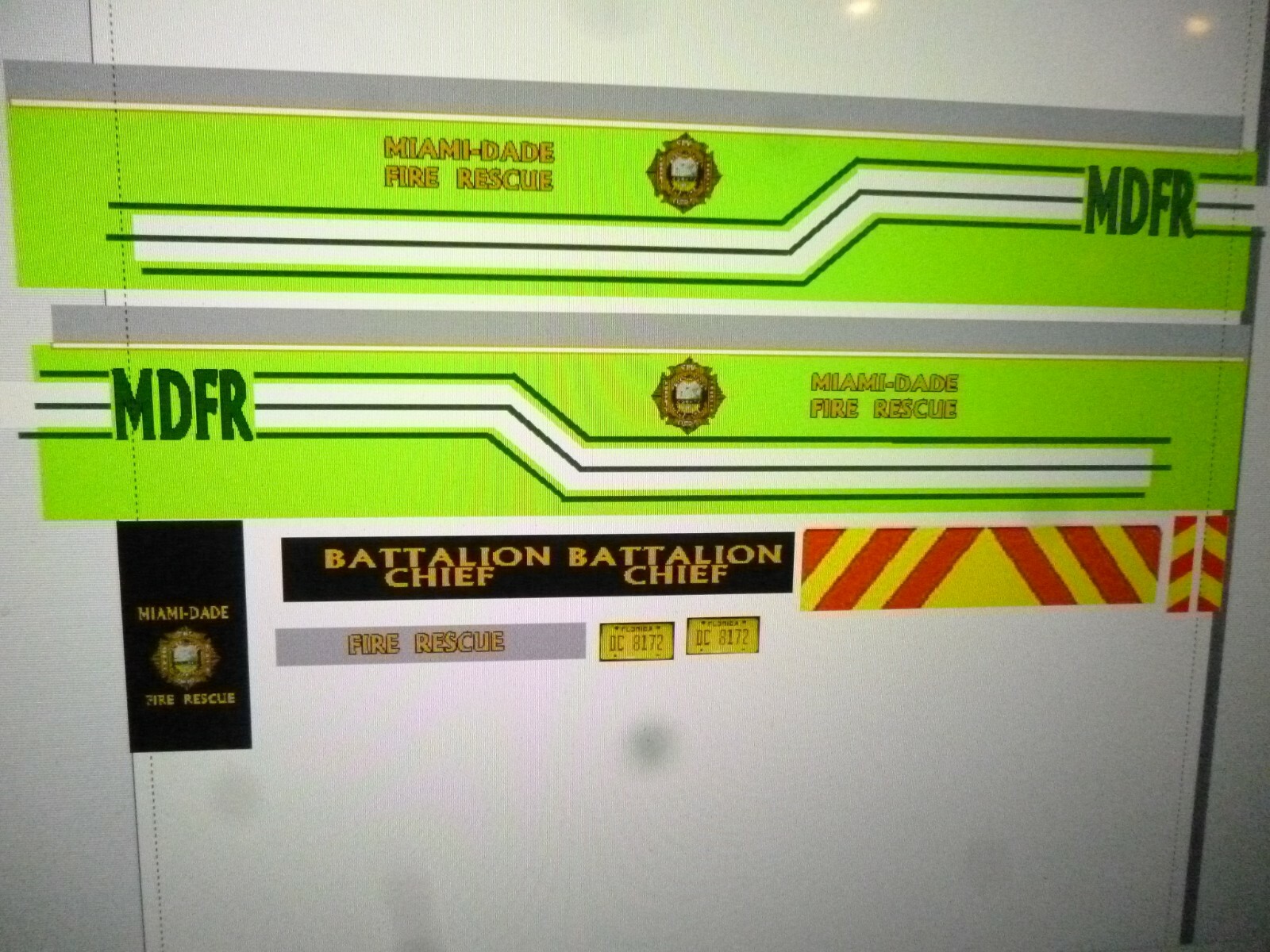 Miami Dade Fire Department Pick up truck Vehicle Decals Custom 1:24 | eBay