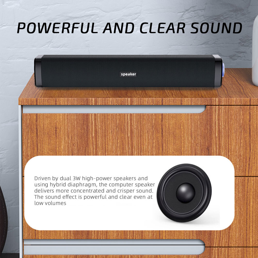 LED USB Wired Sound Bar Computer Stereo Bass Speakers USB For PC ...