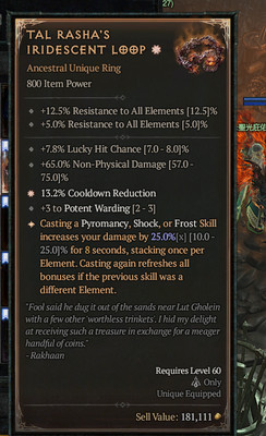 DIABLO 4🔥SEASON 9🔥TAL RASHA'S RING🔥 1 GA COOLDOWN-25% ( HYDRA BUILD) | eBay