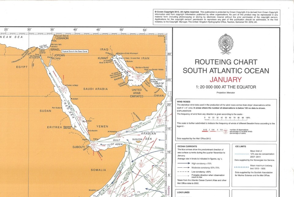 5125(1) South Atlantic Ocean Routeing Chart (January) chart Map Marine ...