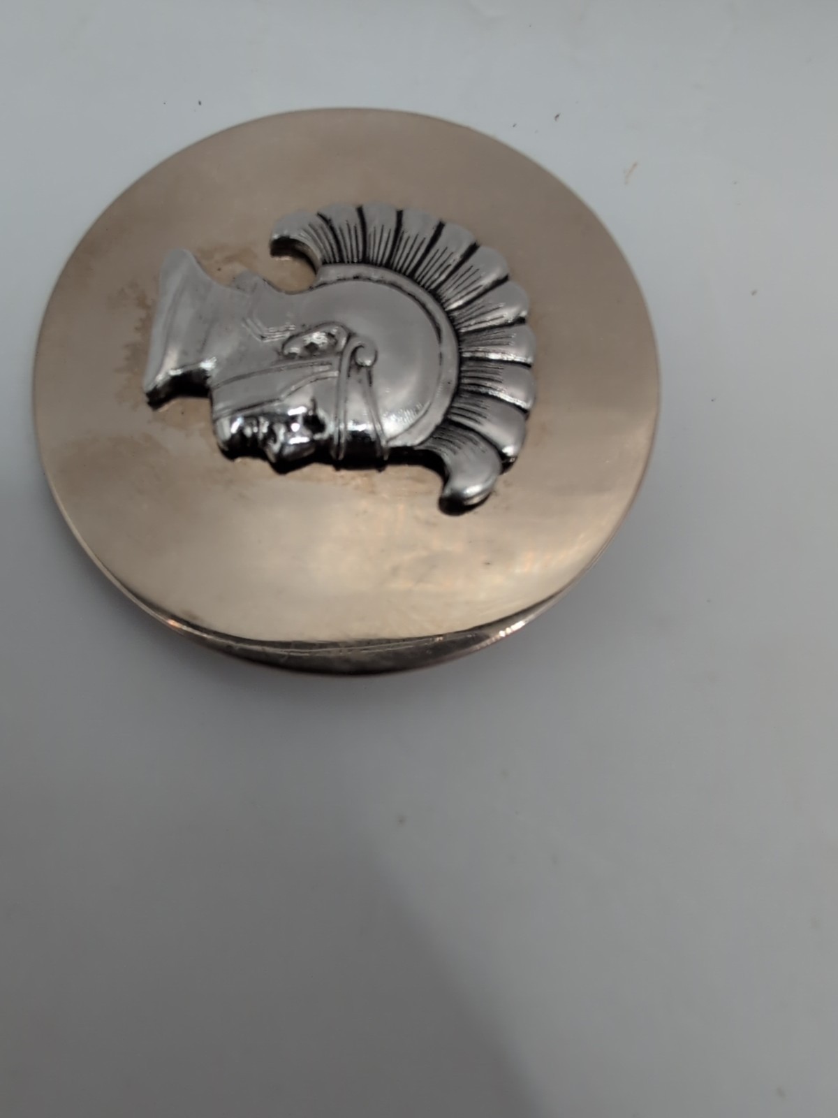 Vintage Retro Trojan Soldier Silver Tone Round 2"Broo… - Gem