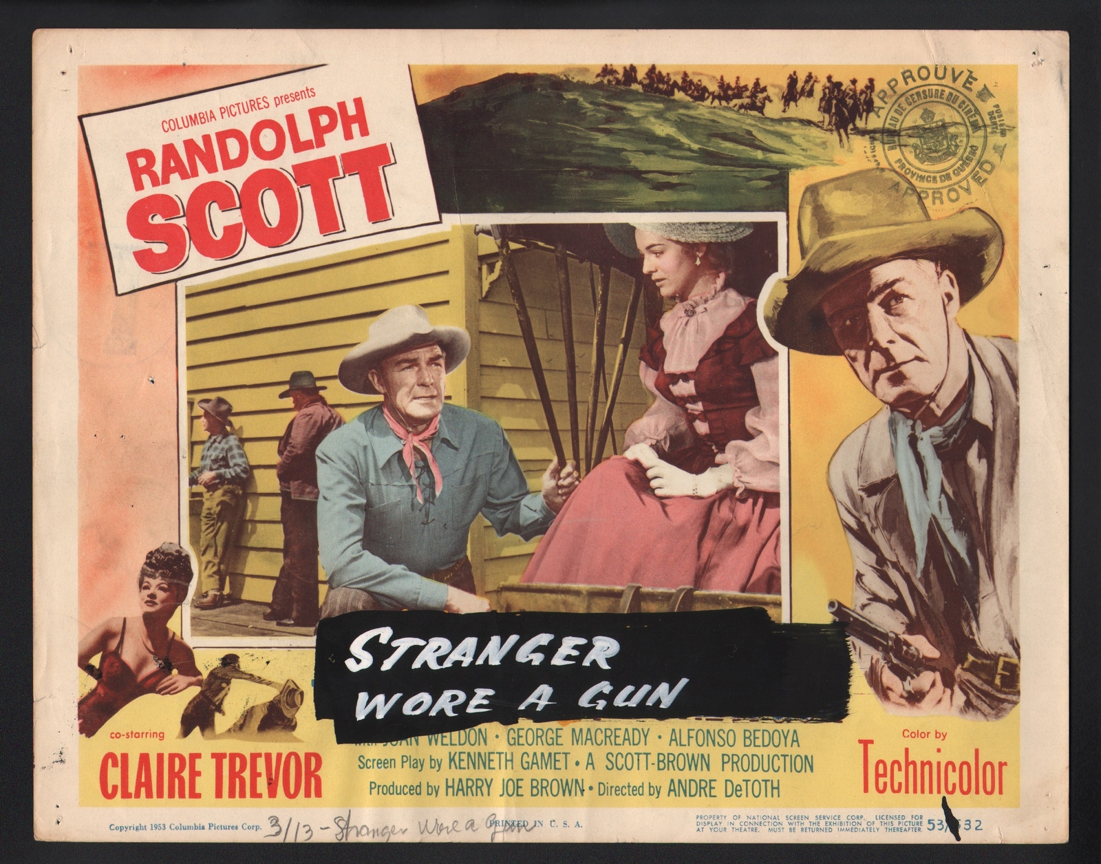 The Stranger Wore a Gun 11"x14" Lobby Card Claire Trevor Randolph Scott ...