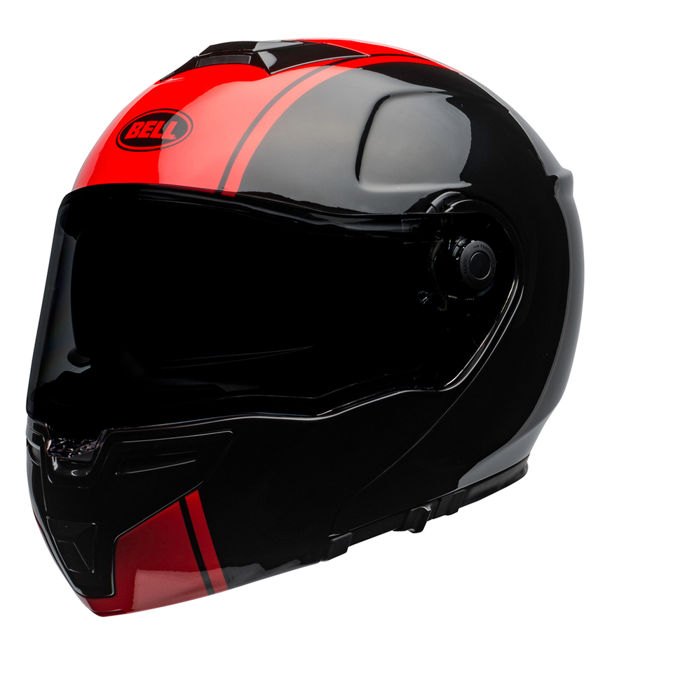 Bell SRT Modular Motorcycle Helmet Ribbon Black Red | eBay