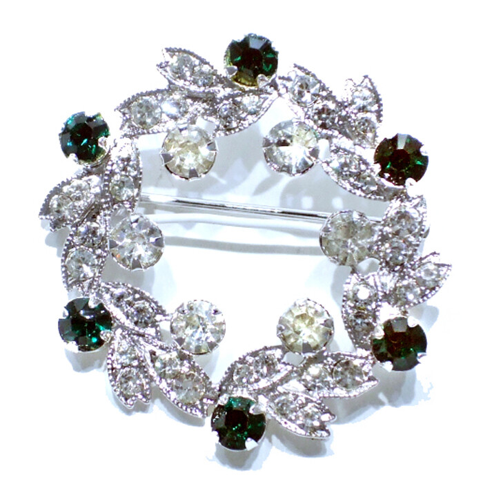 VINTAGE EISENBERG ICE Wreath Circle PIN BROOCH Prong … - Gem