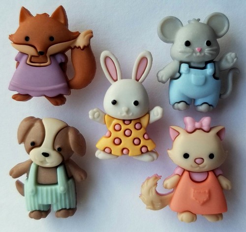 Dress It Up Craft Buttons FOREVER FRIENDS Animal Fox Cat Dog Mouse ...