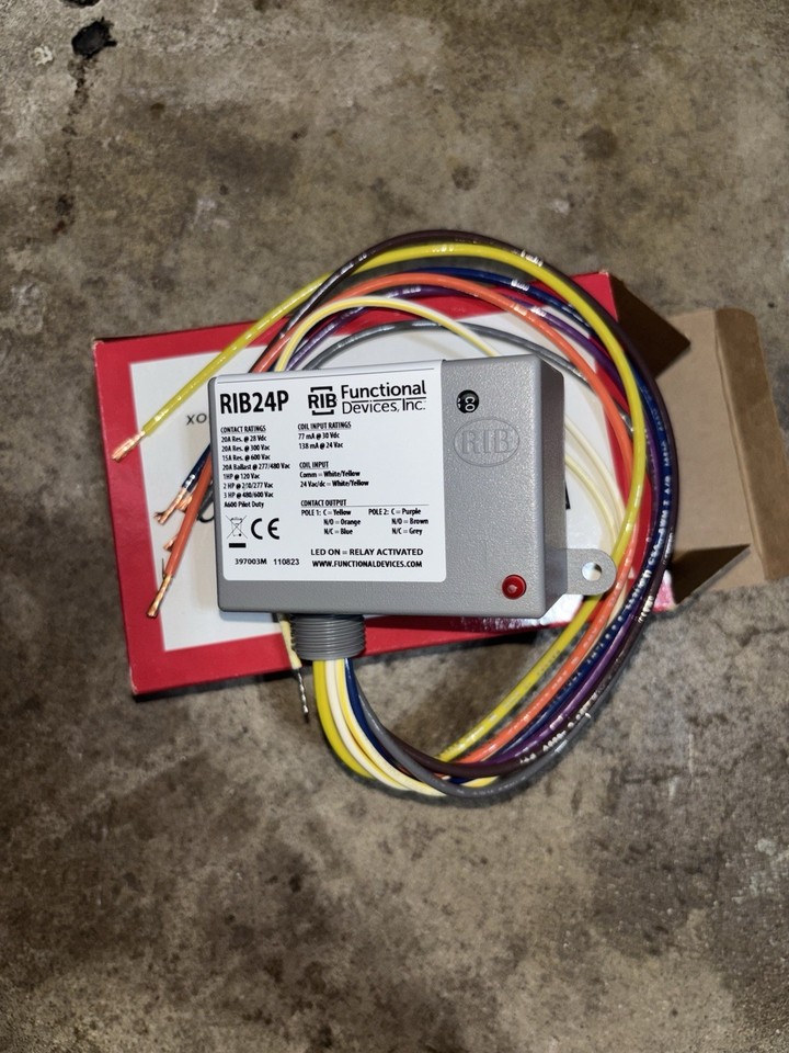 (New) RIB RIB24P 24V VAC/VDC DPDT ENCLOSED RELAY SWITCH 20 AMP 24 VAC ...