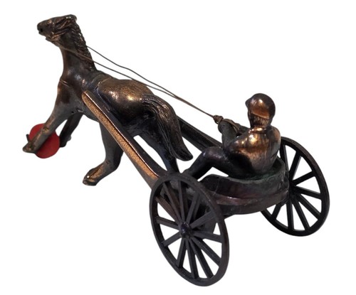 VTG Harness Racing Horse Jockey Sulky Cart Driver Copper Chariot Race ...