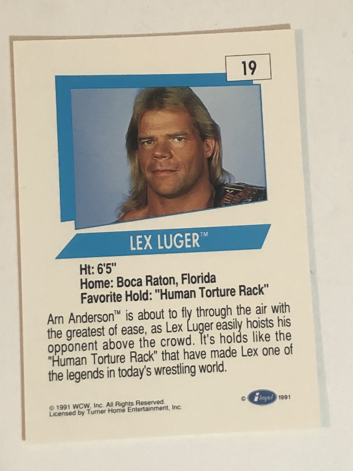 Lex Luger WCW Trading Card World Championship Wrestling 1991 #19 | eBay