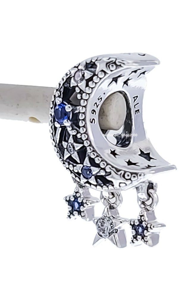 New 100% Authentic PANDORA 925 Silver Blue Star & Crescent Moon Charm ...
