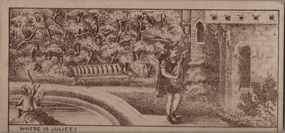 1880s Printed Trade Card "Where is Juliet" Man with Lute Engraving ...