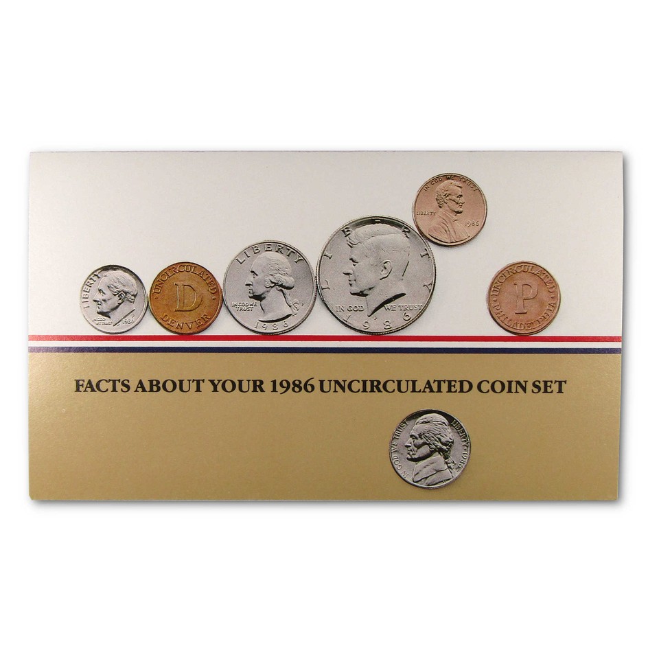 1986 Uncirculated Coin Set U.S Mint Original Government Packaging OGP ...