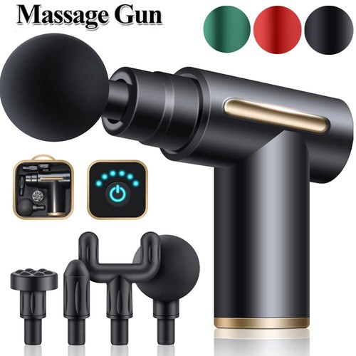 6/33 Speed Massage Gun 4 Heads Muscle Massage Chargeable Handheld Deep ...