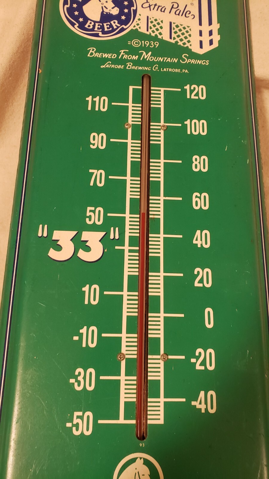 Rolling Rock Vintage 1992 Beer Thermometer Latrobe Brewing Advertising ...