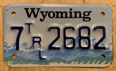 WYOMING UTILITY TRAILER MOTORCYCLE CYCLE SIZED LICENSE PLATE " 7 TRL ...