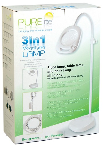 Purelite 3 in 1 Magnifying Lamp with 21 LED's - Floor standing, Table ...